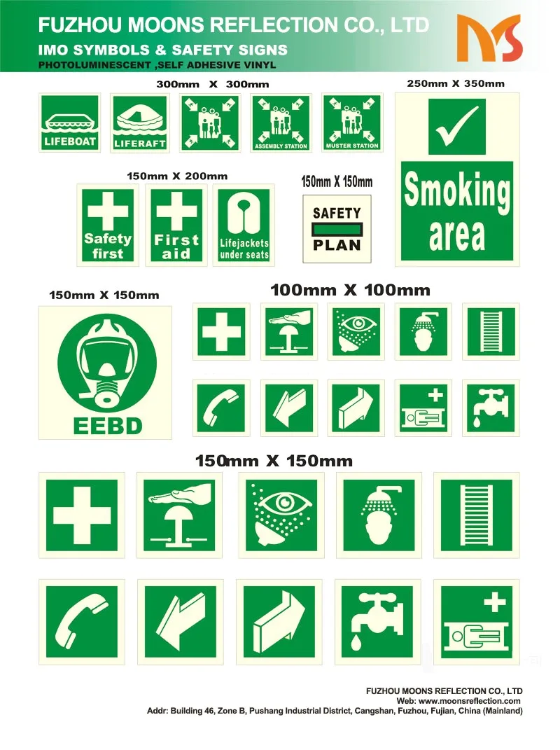 IMO Marine Warning Safety Imo Symbol Signs Sticker Glow in the Dark Sticker