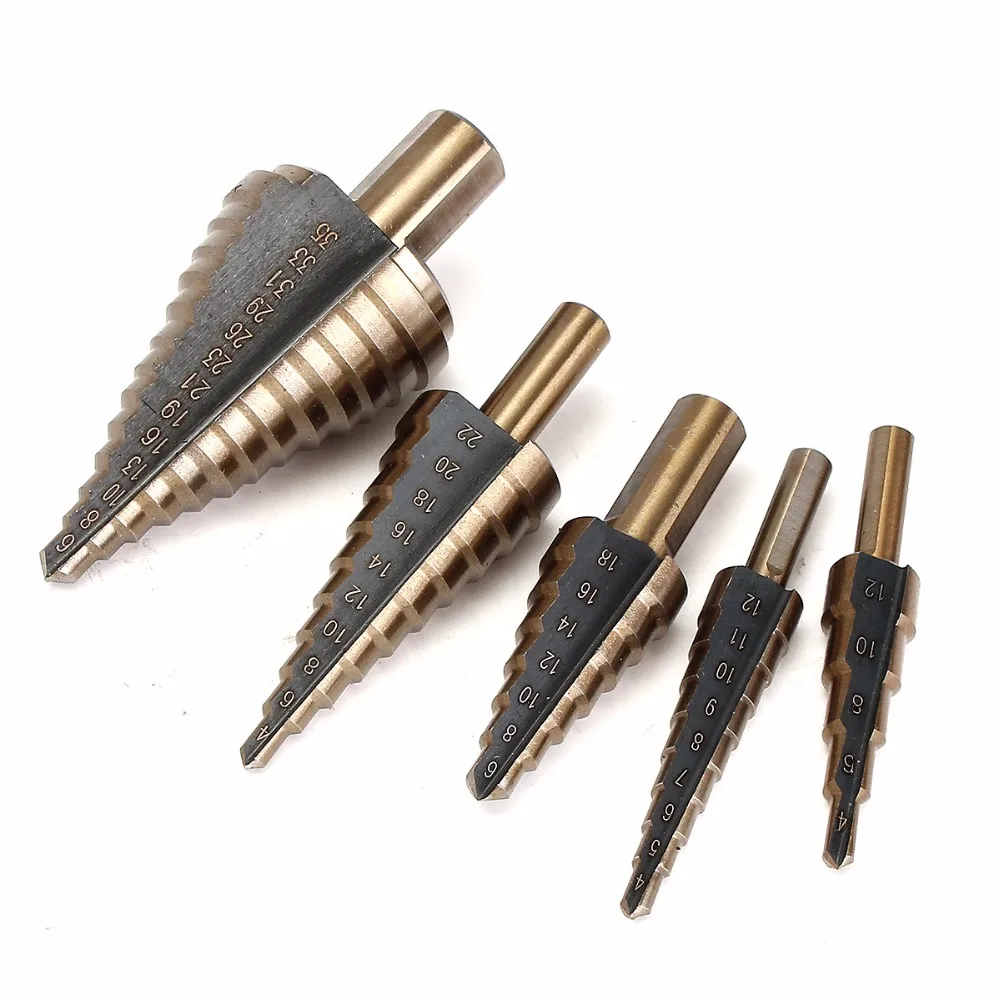 5pcs Step Drill Bit Set Hss Cobalt Multiple Hole 50 Sizes Sae Step ...