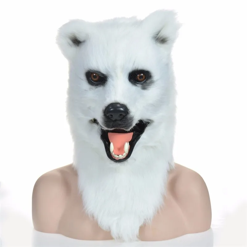 White Bear Realistic Animal Moving Mouth Mask With Mover Mouth Mask ...