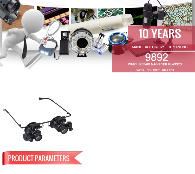 Watch Repair Magnifier Glasses With Led Light 9892 20x - Buy Watch ...