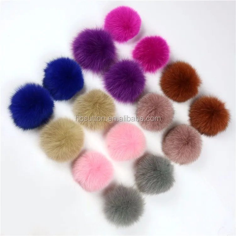 Large Fox Fur Pom Pom Silver Fox Pompom - DIY & Home Textile
