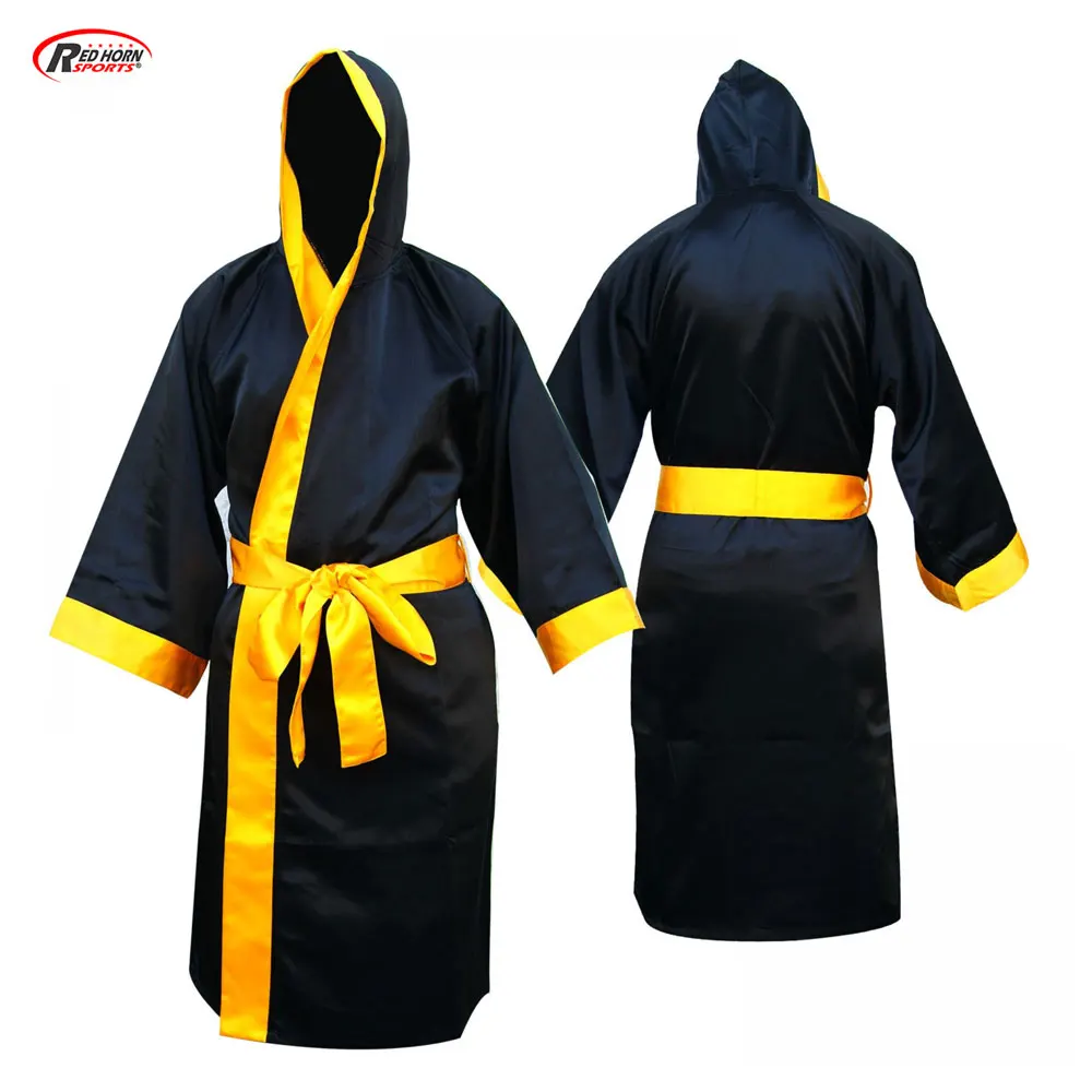 Satin Sports Boxing Robe with Hood, Custom Logo Robes by Red Horn ...