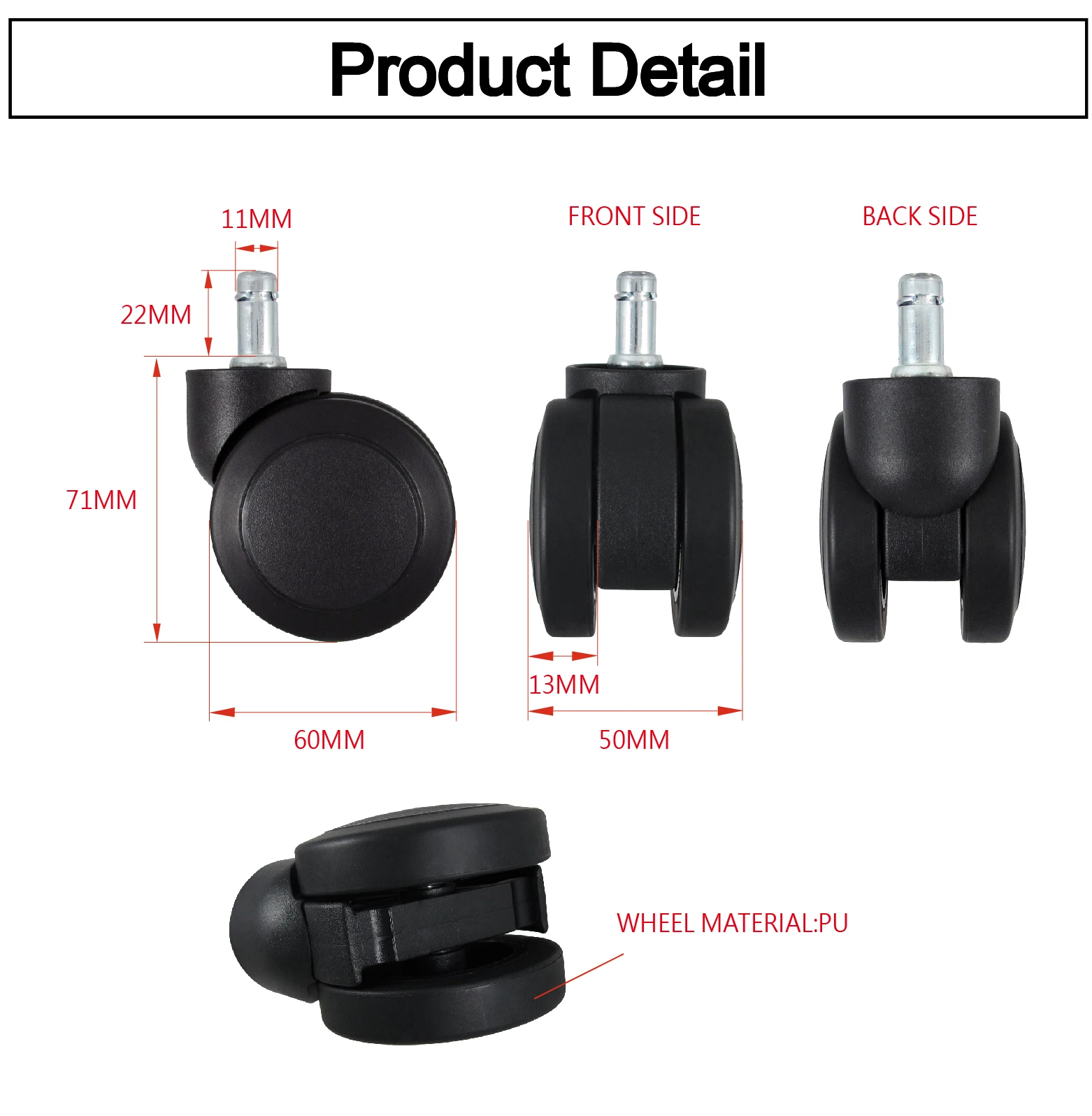 CCE Caster 60mm Twin Polyurethane Caster Stem Wheel Castor| Alibaba.com
