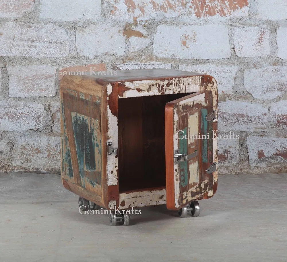 Industrial Recycle Wooden Side Table - Indian Reclaimed Furniture