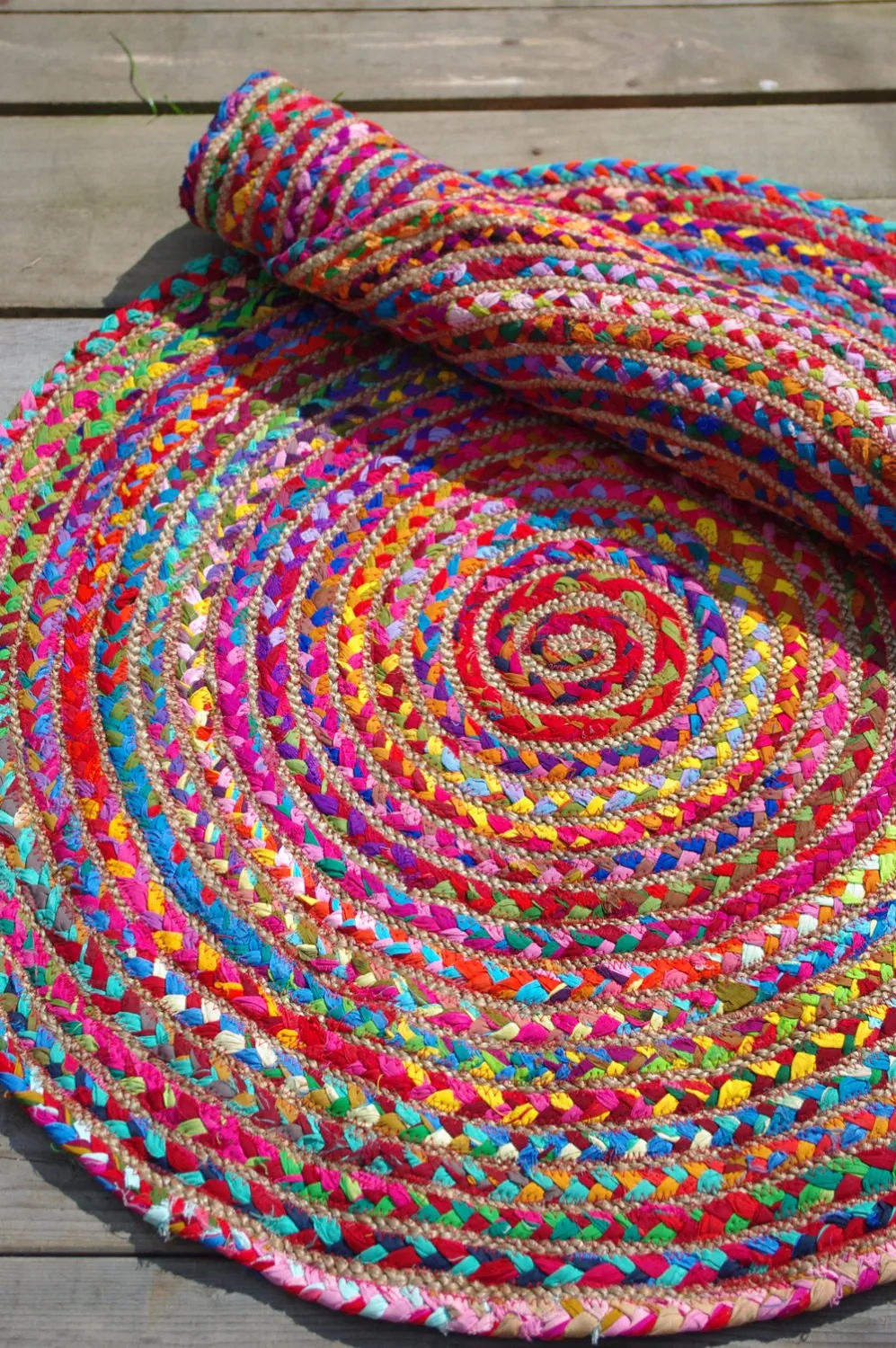 Exclusive Braided Round Area Rugs Carpets Indian Cotton Dhurrie Carpet ...