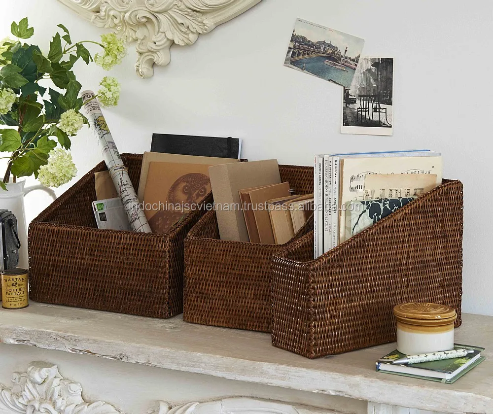 Rattan Letter Holder Desk Organizer - Customizable & Stylish
