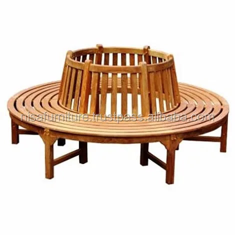 Garden Outdoor Teak Wooden Round Tree Seat Chairs Patio Furniture ...