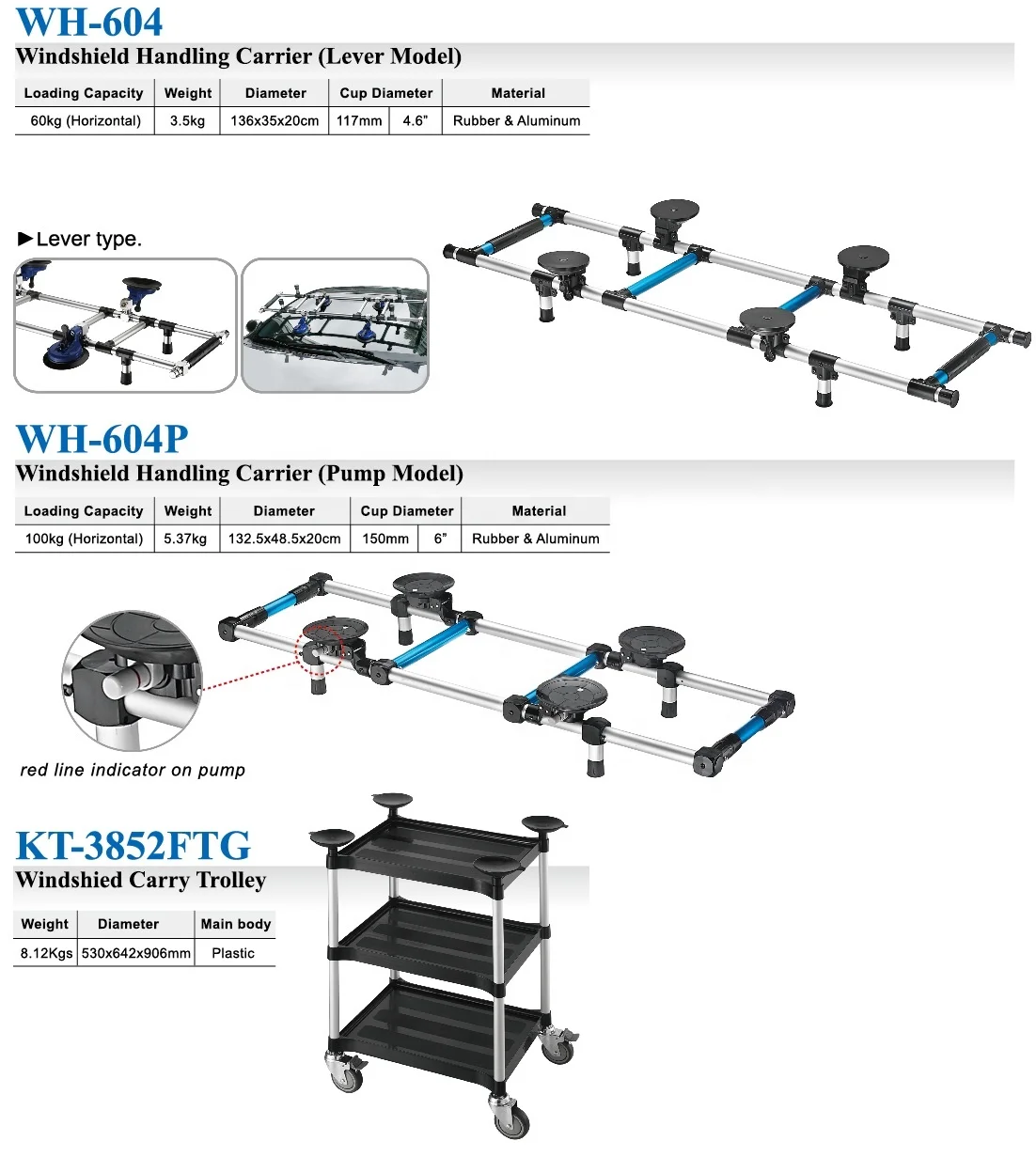 Speciality Pump Model Windshield Carrier Glass Moving Suction Cups ...