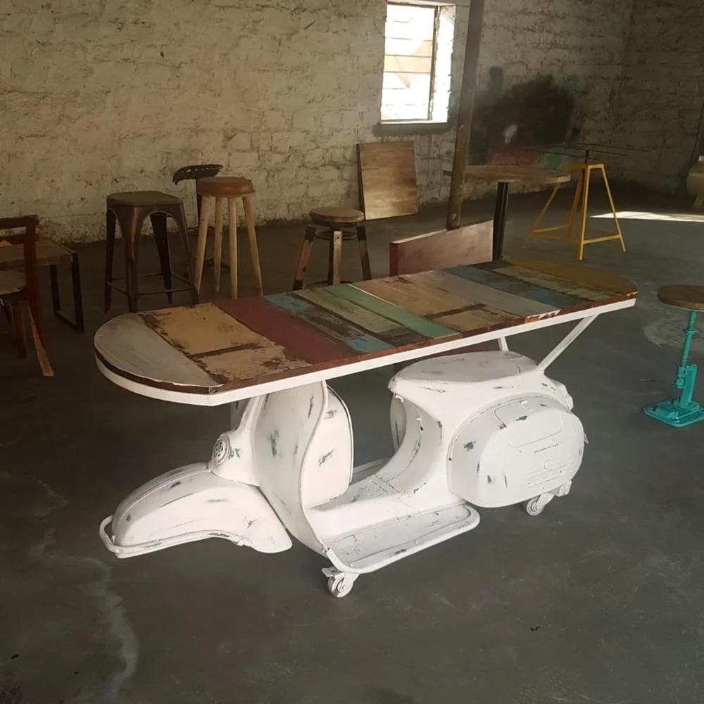 Vintage India Vespa Scooter Table - Unique Console Furniture