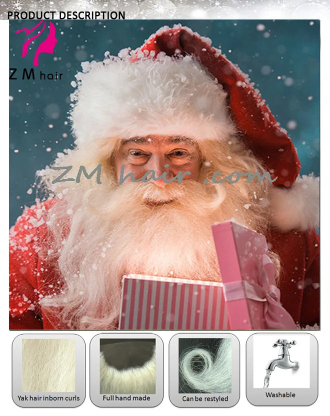 Zm Hair Christmas Yak Lace Deluxe Santa Beard And Wig Set - Buy ...