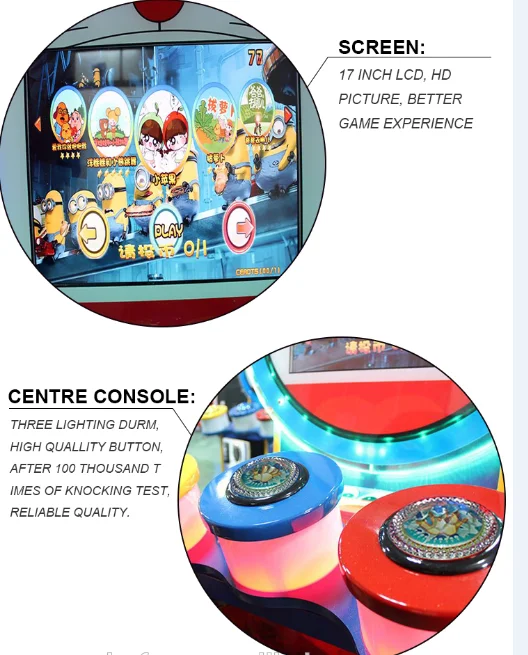 Indoor Amusement Park Coin Operated Doraemon Play Drum Plastic Drum ...