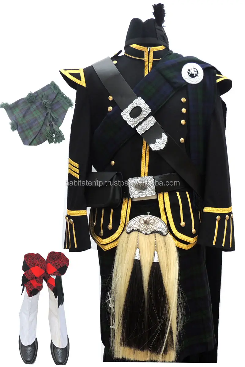 Pipe Band Uniform Outfits - Scottish Pipers Doublet Jacket & Kilt