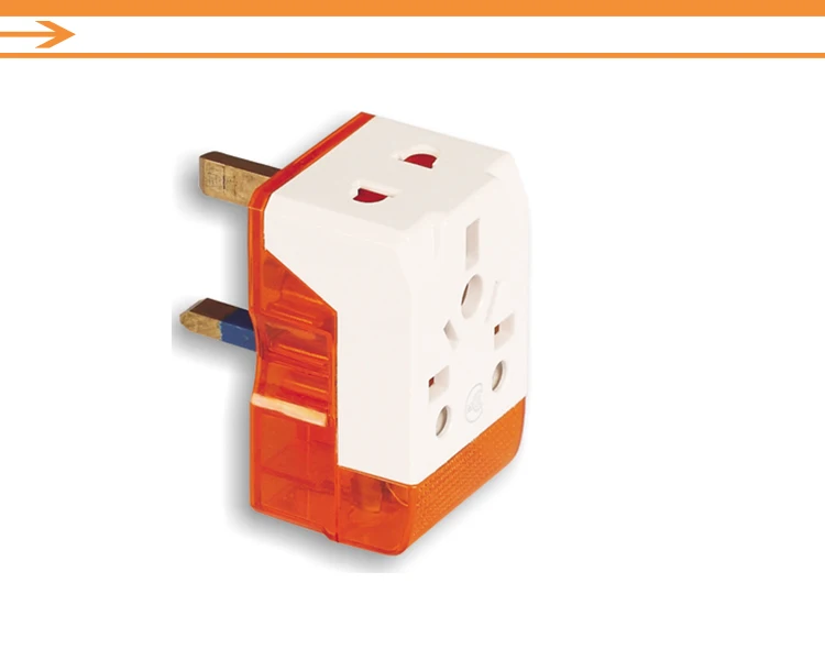 Orange Color PC Material BS 1363 Fused Plug Socket Adaptor