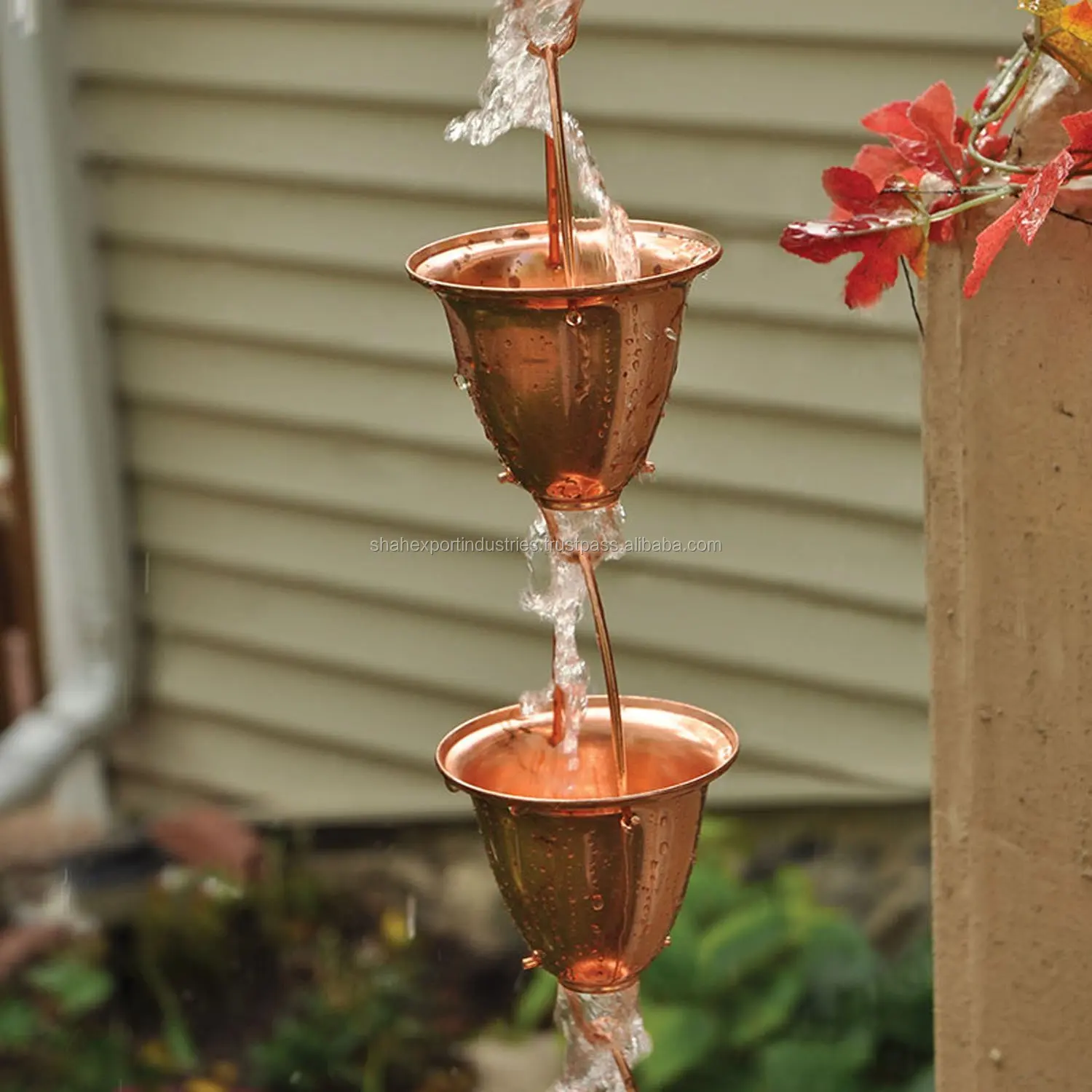 Copper Rain Chain Decorative Chimes & Cups Replace Gutter Downspout ...