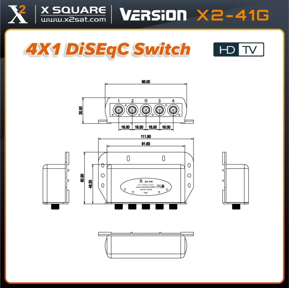 4X1 DISEQC SWITCH SAME QUALITY AS OEM X2-41g - OPTIONAL COLOR