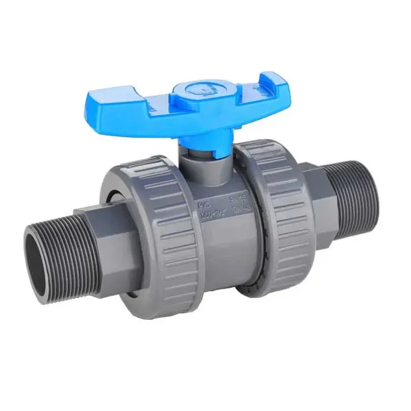 PVC Plastic Socket Type External Thread Double Union Ball Valve ...