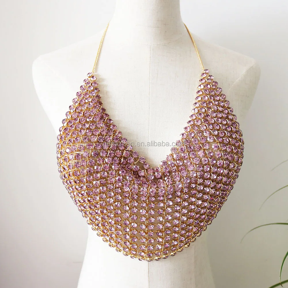 Latest Design Gold Color Body Chain Jewelry Sexy Big Rhinestone Women ...