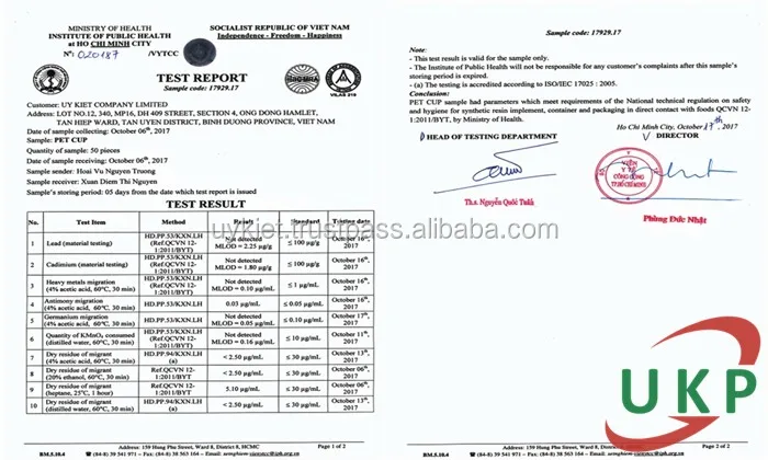 Ukp Cup - Pet Flat Lid 98mm Diameter - Uy Kiet Products,Vietnam - Buy ...