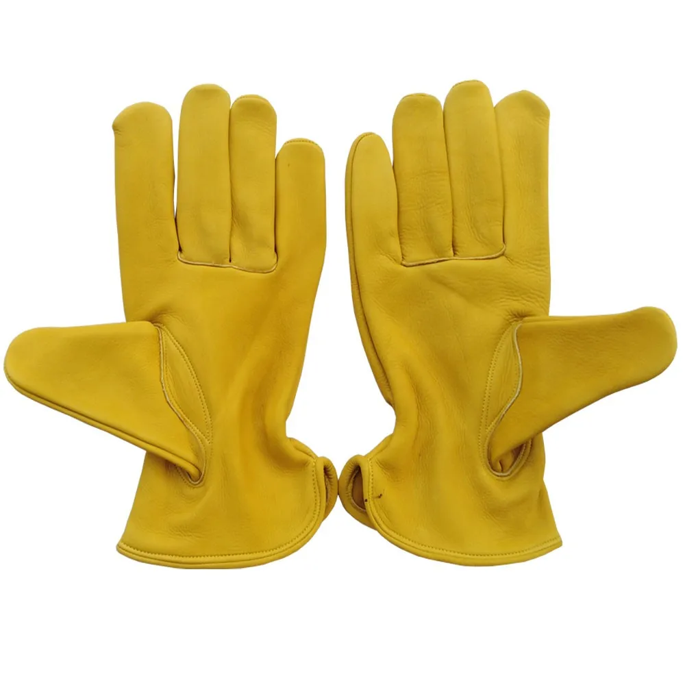 Yellow Cowhide Leather Driver Working Gloves - Buy Leather Working ...