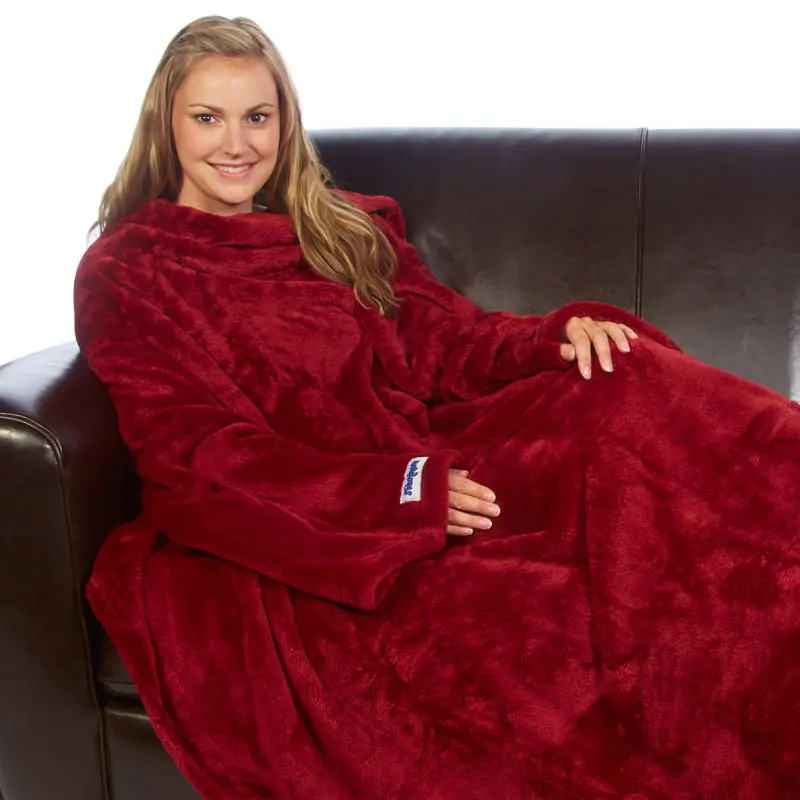 Thick Fleece Throw Tv Blanket Wearable Blanket With Sleeves And Foot ...