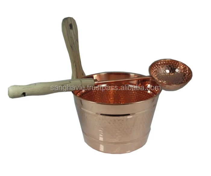 Solid Copper Sauna Bucket With Ladle - Buy Solid Copper Sauna Bucket ...