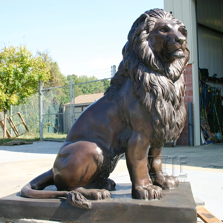 Classic Outdoor Life Size Metal Animal Sculpture Bronze Lion Statues ...