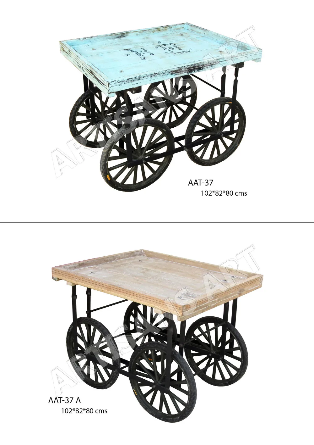 Vintage Wood Iron Rolling Vendor Cart,Antique Rustic Charming 4 Wheels ...