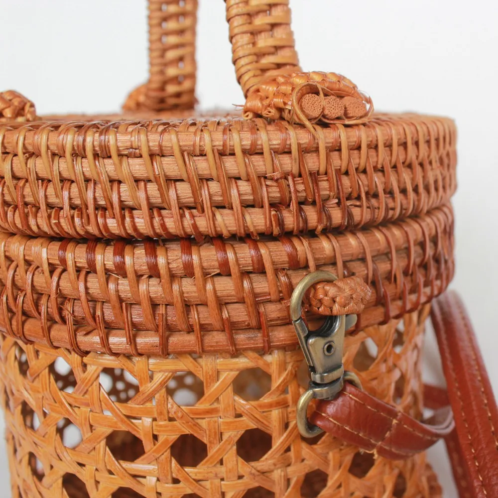 Luxury Rattan Cane Webbing Cylinder Bucket Bags Handbags - Buy Cane ...