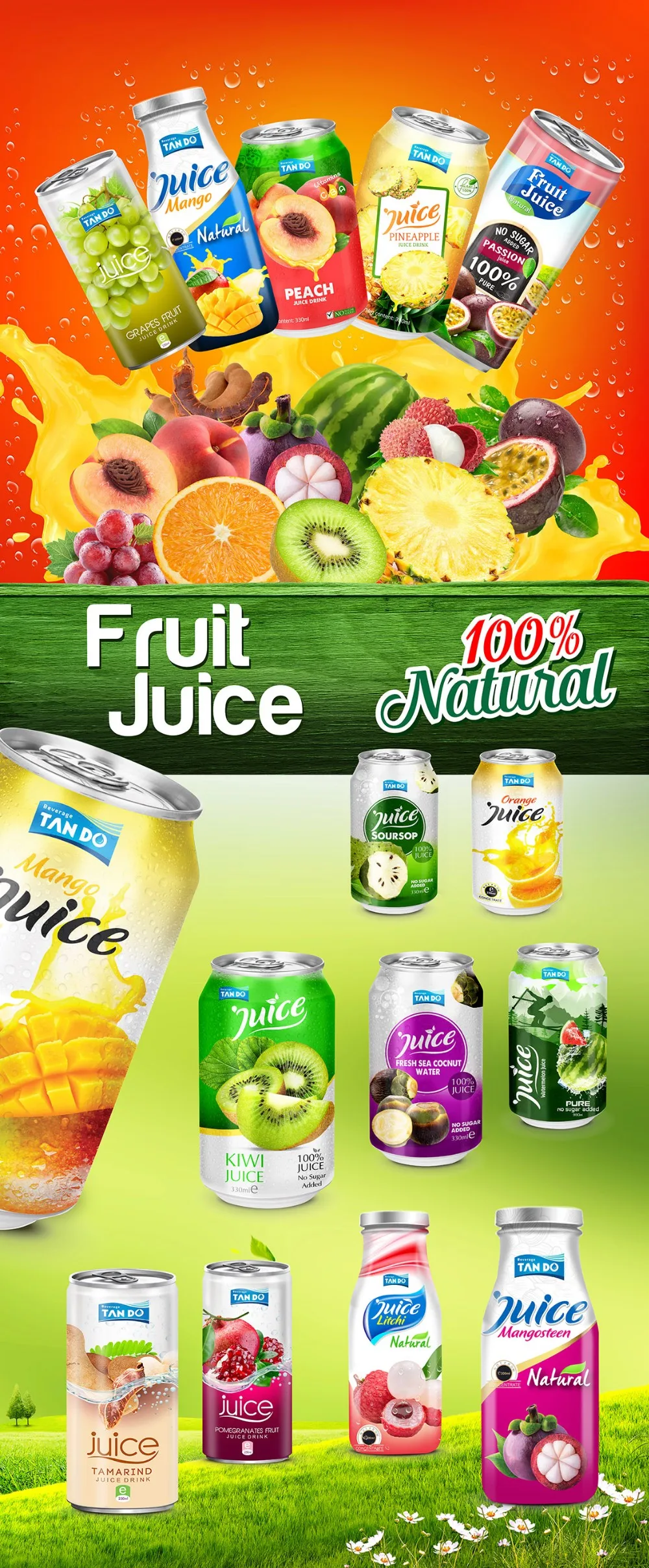 Fruit Juice Drink Pack in Can 330ml with HALAL Certificate