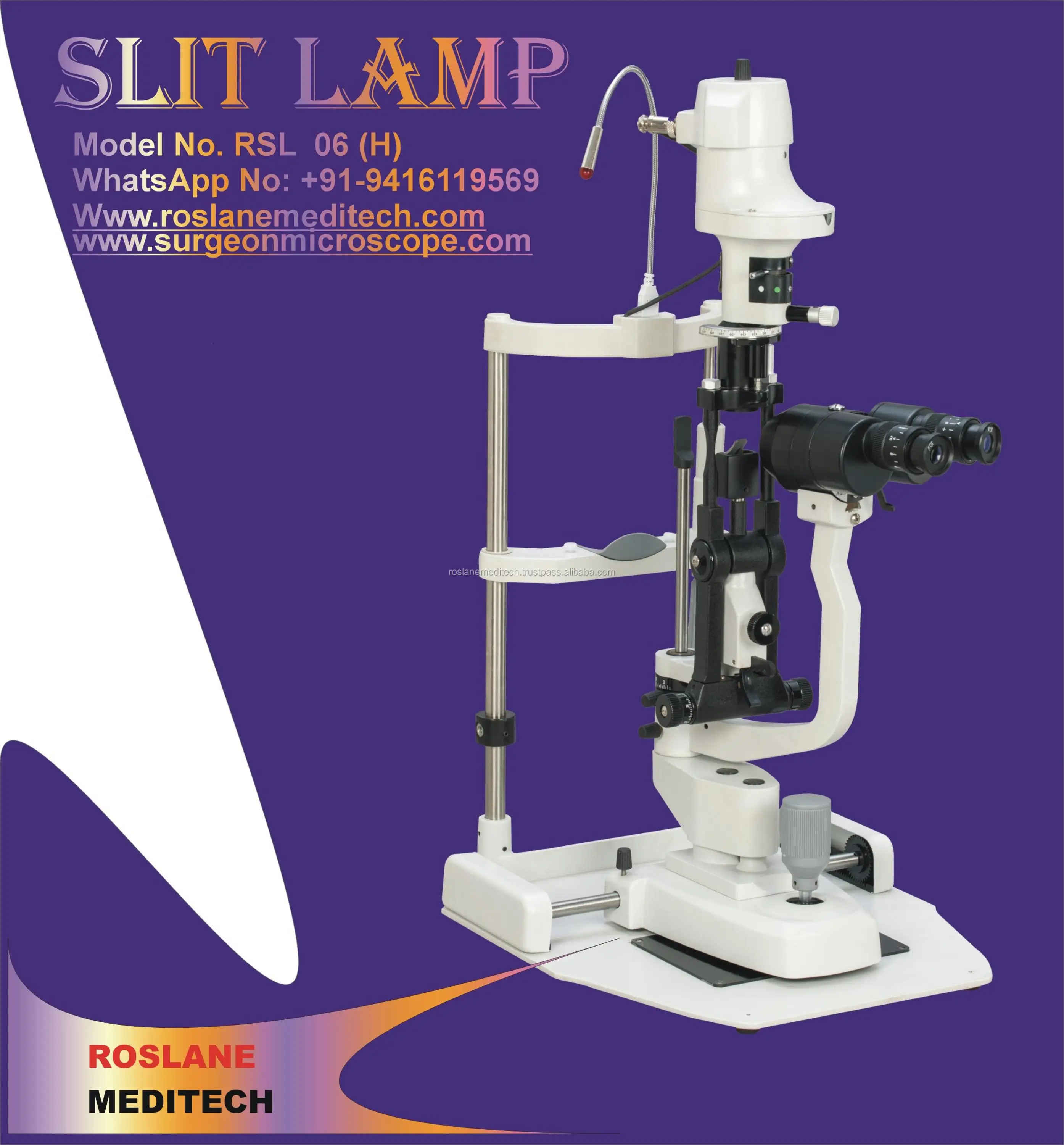 Ocular Equipment Indian Slit Lamp Microscope Model Rsl-06 - Buy Slit ...