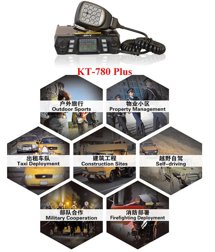 Vhf Mobile Radio Long Range 100w High Power Qyt Kt-780 Plus Mobile Car Radio Transceiver Walkie ...