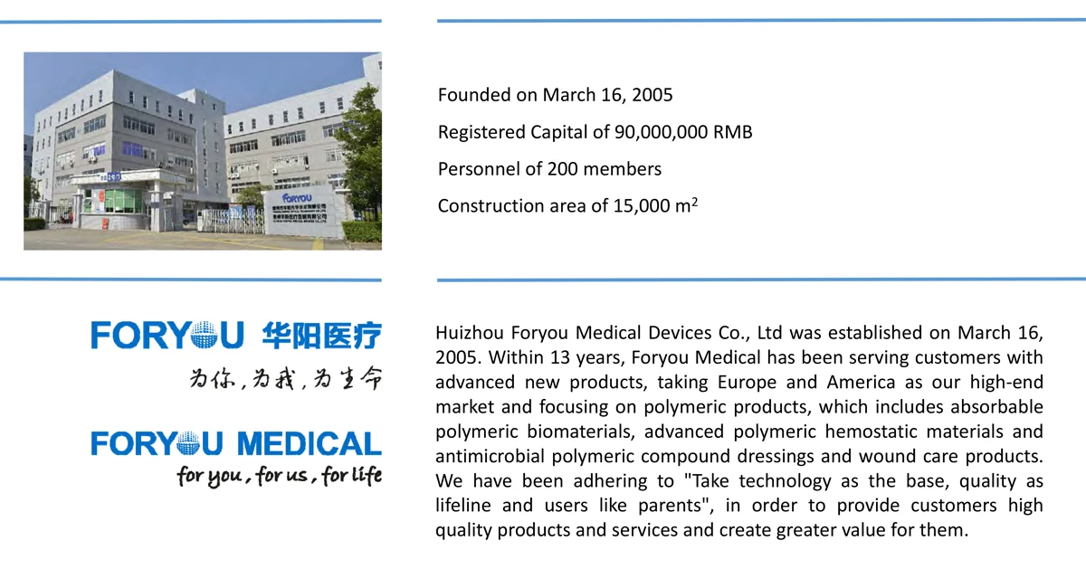 Huizhou Foryou Medical Devices Co., Ltd. - Silicone Foam, Hemostatic Gauze