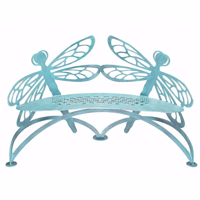 Outdoor Metal Stainless Steel Dragonfly Garden Bench Chair Sculpture ...