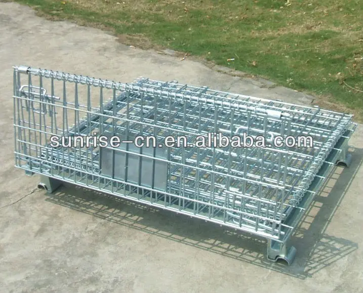Foldable Galvanized Portable Storage Cage Metal Box Wire Mesh Container ...