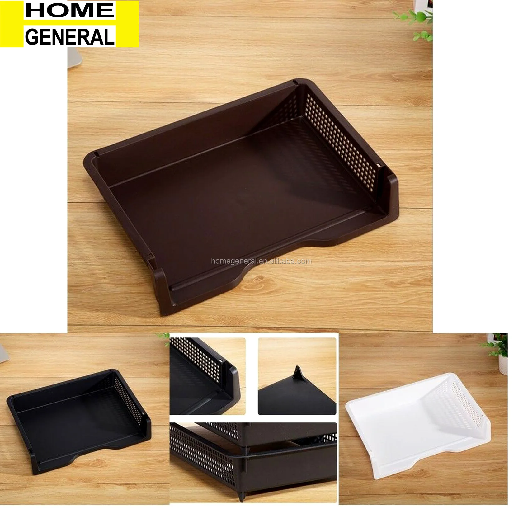 Station General Stackable Design Plastic A4 Paper Tray Black/white ...