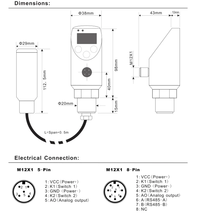4-20mA 0-10V Modbus RS485 Electronic Level Switch With OLED Display ...
