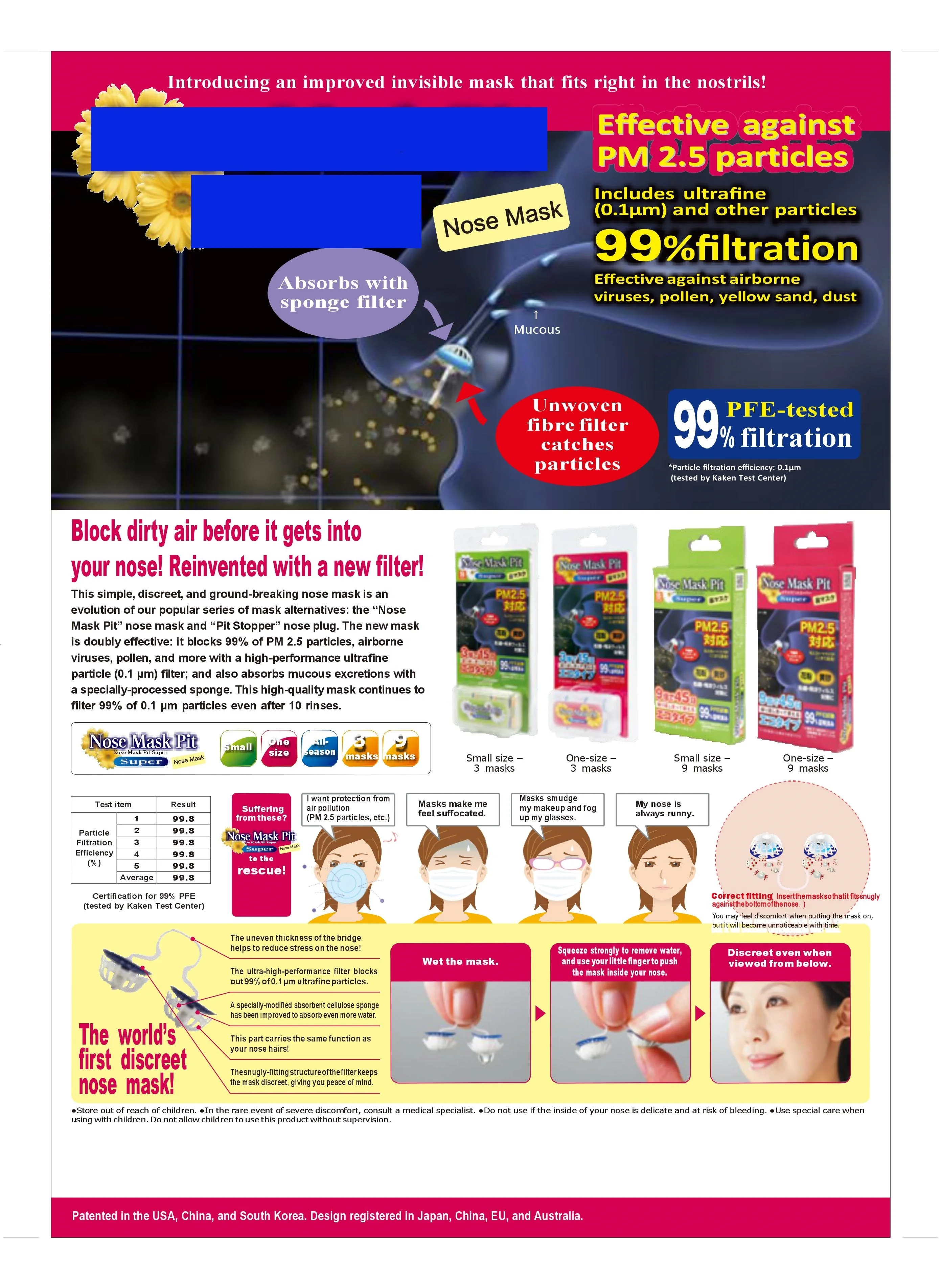 Ehime Japan Nose Guard Absorbing Runny Nose Free-size Surgical Mask For ...