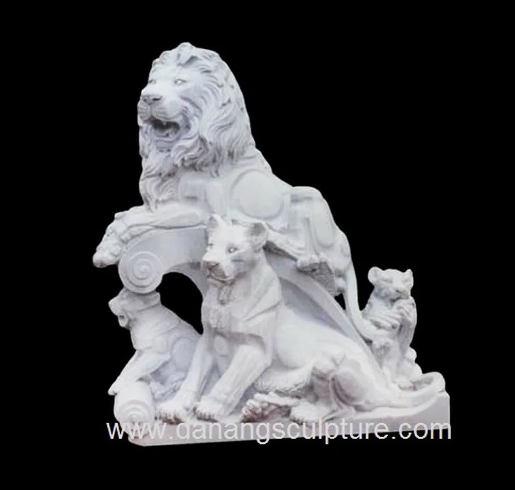Luxury Stone Lion Statues White Marble Sculpture Statue Lion's Front ...