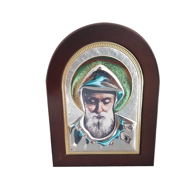 Silver Plated Icons from the Holy Land - Saint Charbel