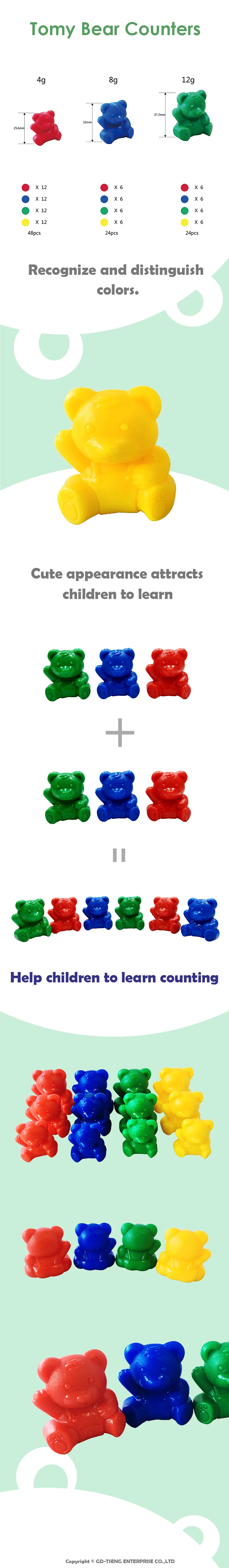 Counting Bear Math Manipulatives Plastic Figure Toy Set For Kids ...
