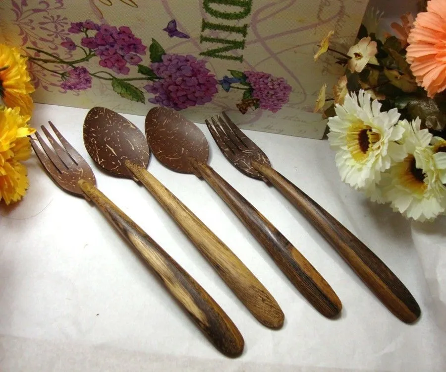 Ecofriendly Utensil Coconut Shell Spoon With Bowls Handmade Wholesale ...