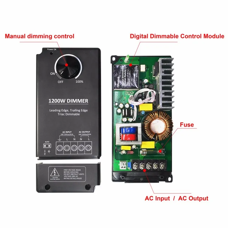 1200w Dimmer Switch 220v Led Dimmer Controller Timer 0-10v Switch ...
