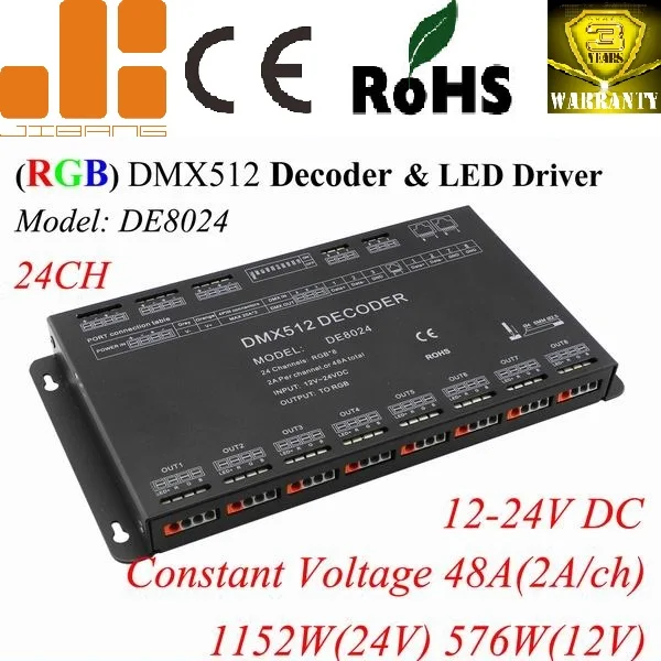 High Quality 24 Channels Dc12-24v Constant Voltage Dmx512 Decoder Led Driver De8024 - Buy ...