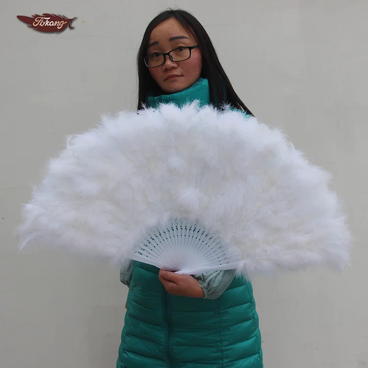 Large Dance Fans - Elegant Feather Turkey Marabou Hand Fans