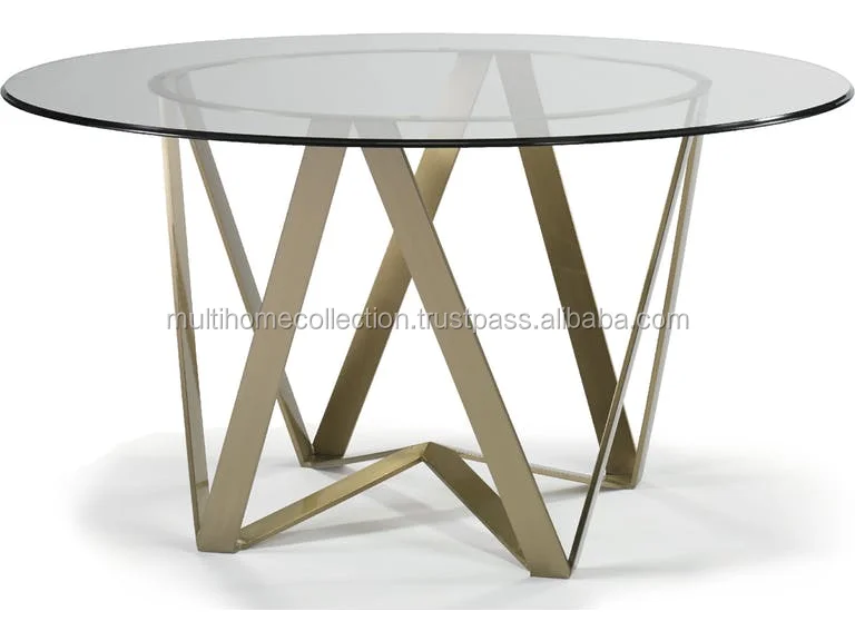 Metal Round Glass Top Dining Table - Eco-Friendly & Stylish