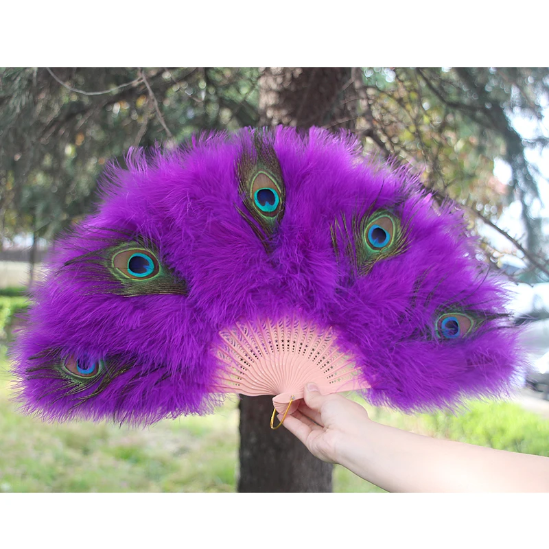 Wholesale Peacock Feather Hand Fans Turkey Marabou Feather Fan Feather ...