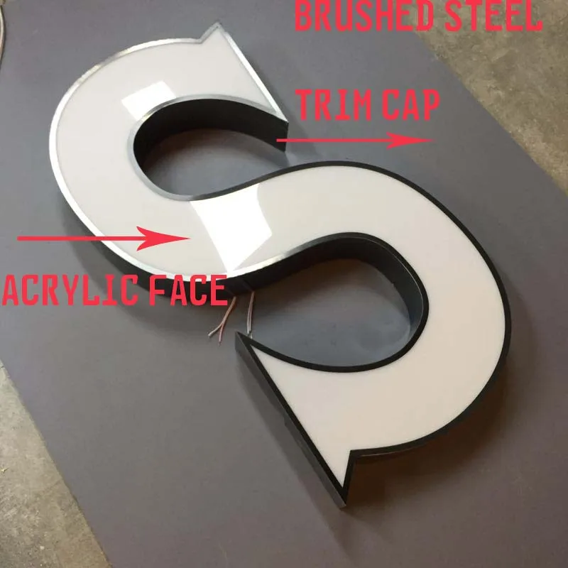 Factory High Quality Aluminum Frontlit Letter Channel Letter Trim Cap ...