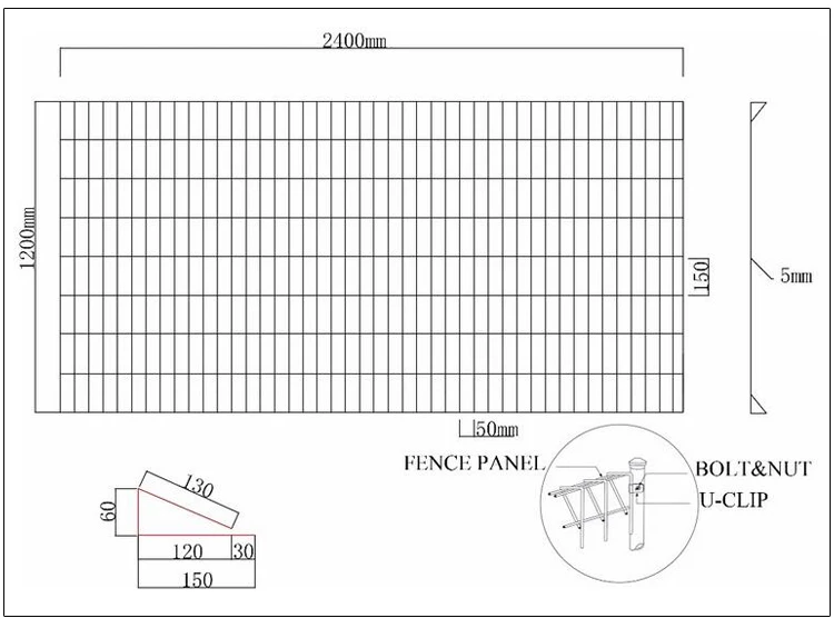 Mesh Size 50x200mm 1.2m Height Galvanized Brc Wire Mesh Welded Fence ...