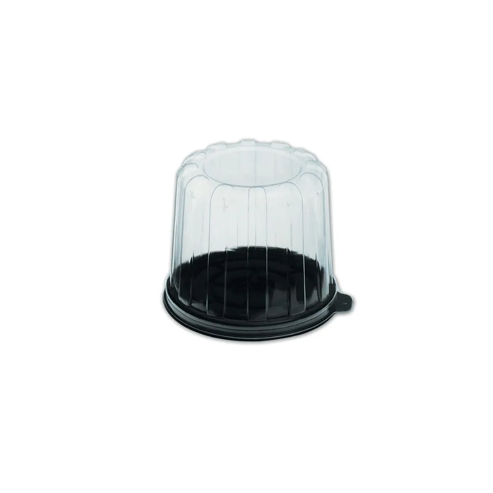 Disposable Plastic Cake Containers - Black Base & Clear Lid