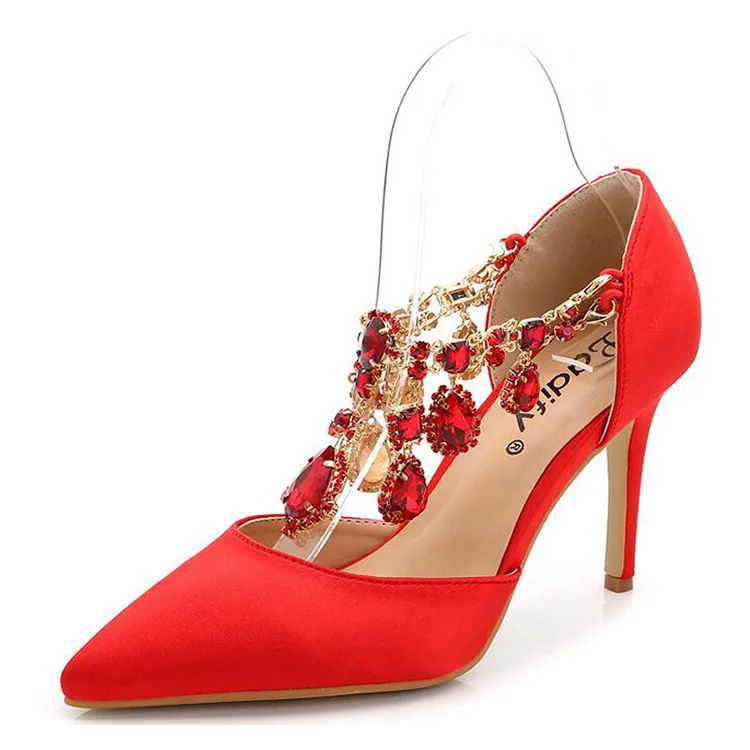 High Heels Manufacturer Beautiful Design Rhinestone Ornament Pointed ...